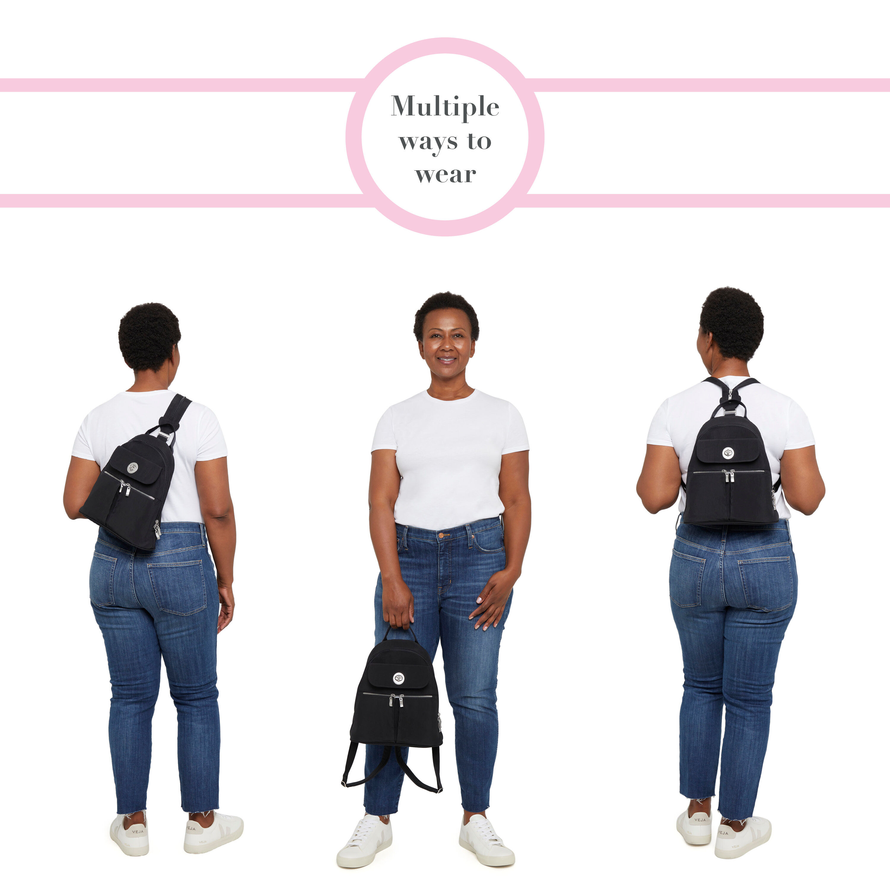 Baggallini Naples Convertible Backpack - Wear As Backpack or Sling